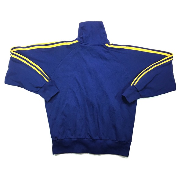 Jackets & Coats | 8s Vintage Blue Gold Stripes Zip Up Track Jacket ...